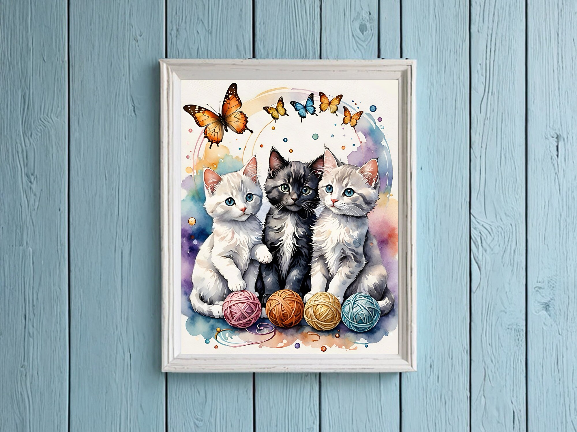 Cute Watercolor Kittens 6 Scenes Clipart Download JPG Digital Download ...