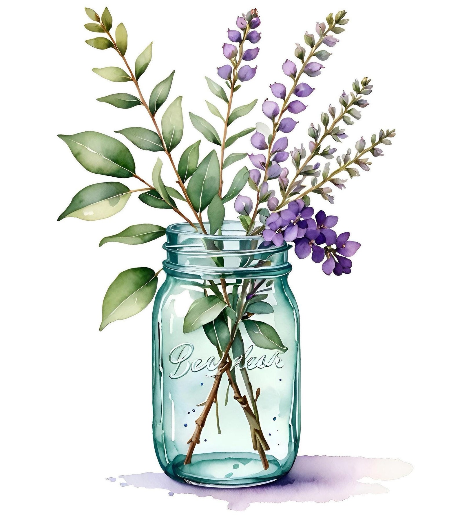 Beautiful Eucalyptus Purple Flower Clipart Attractive Watercolor ...