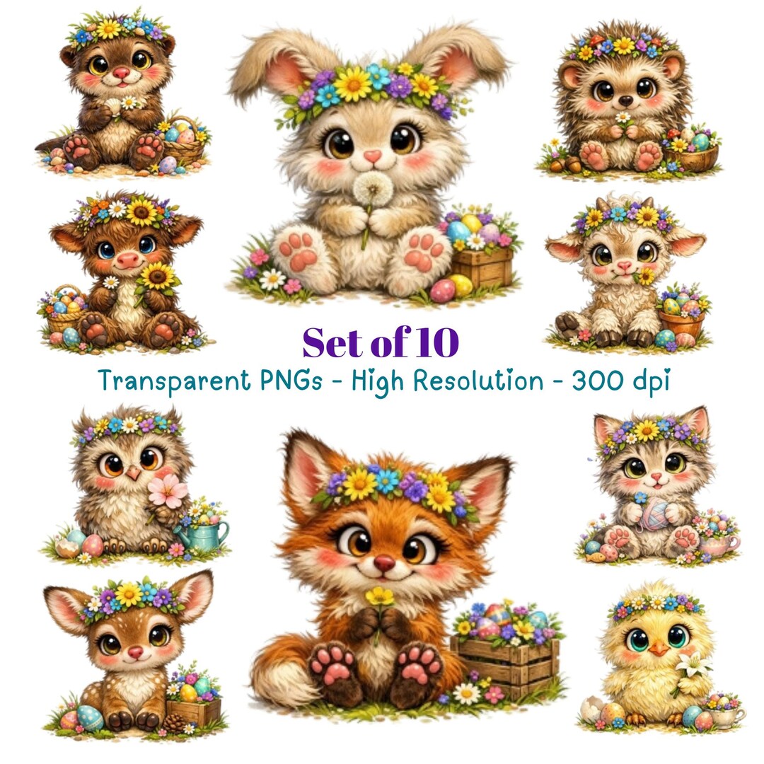 10 Adorable Easter Animals Clipart | Cute Easter High-res PNG ...