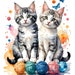 Cute Watercolor Kittens 6 Scenes Clipart Download JPG Digital Download ...