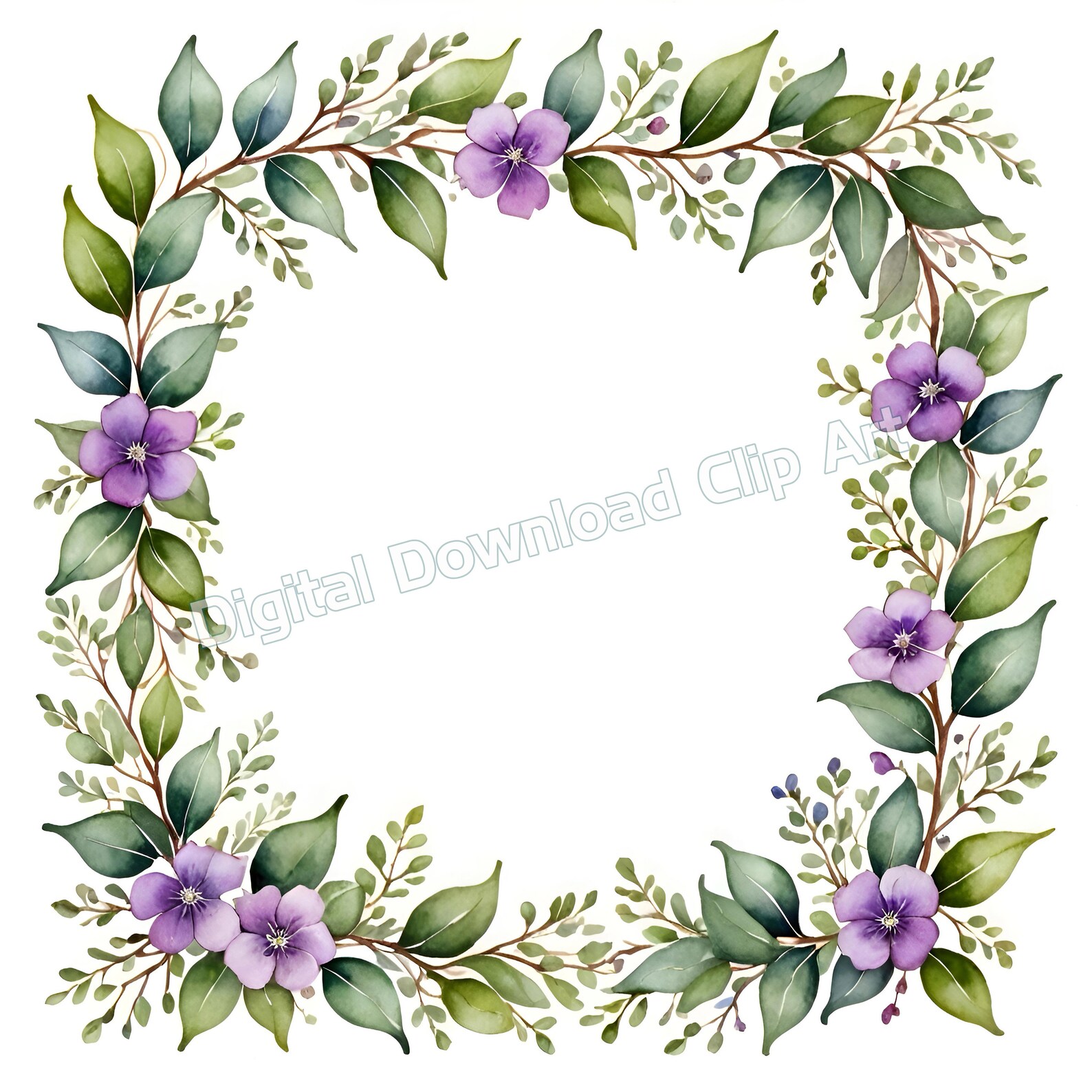 Beautiful Eucalyptus Purple Flower Clipart Attractive Watercolor ...