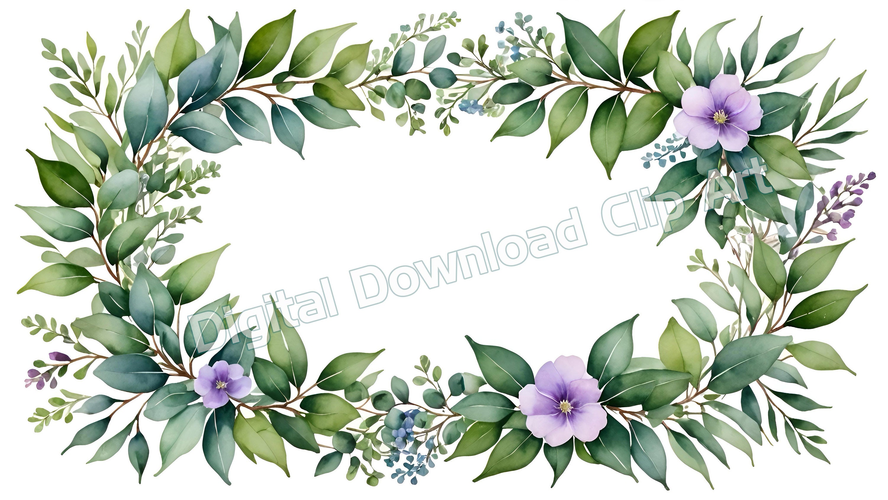 Beautiful Eucalyptus Purple Flower Clipart Attractive Watercolor ...