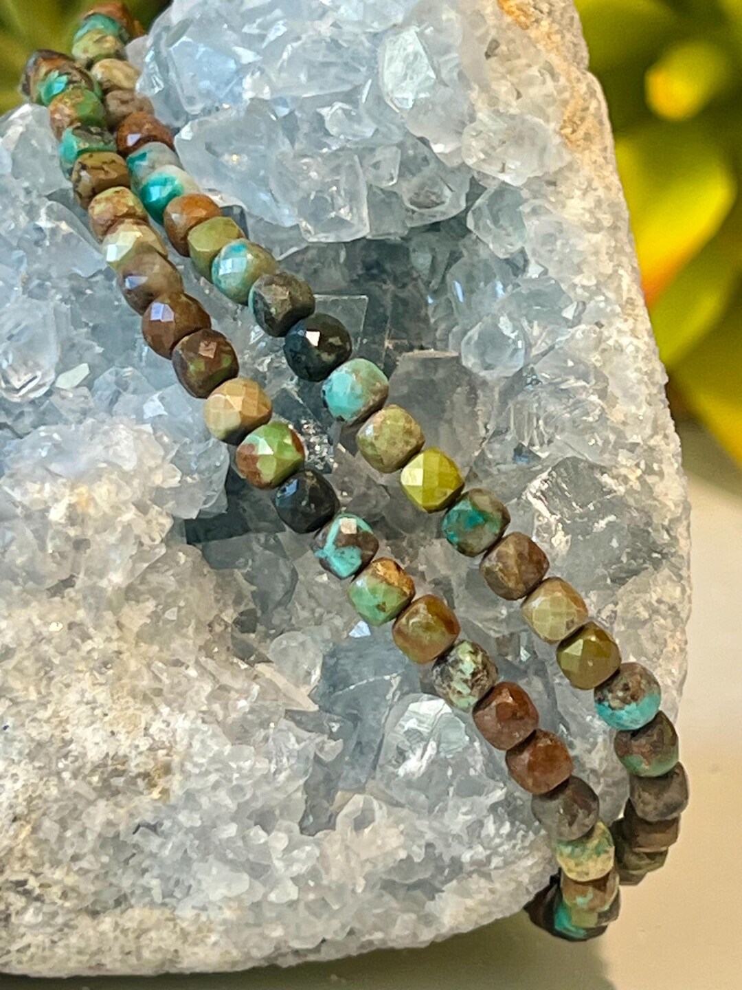 Hubei Turquoise Beaded Necklace: 18k Gold Filled Clasp, Natural ...