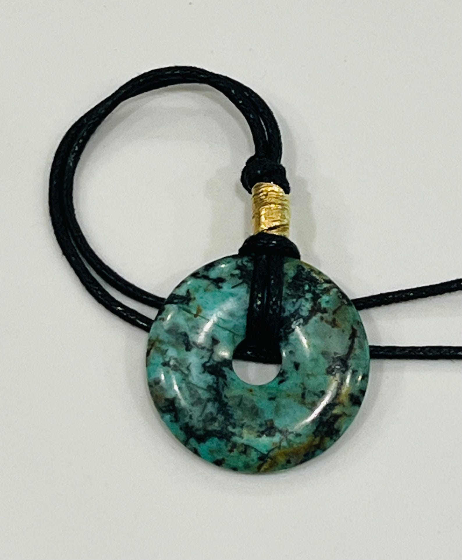 African Turquoise Donut Pendant Necklace: Natural Gemstone Statement - Etsy