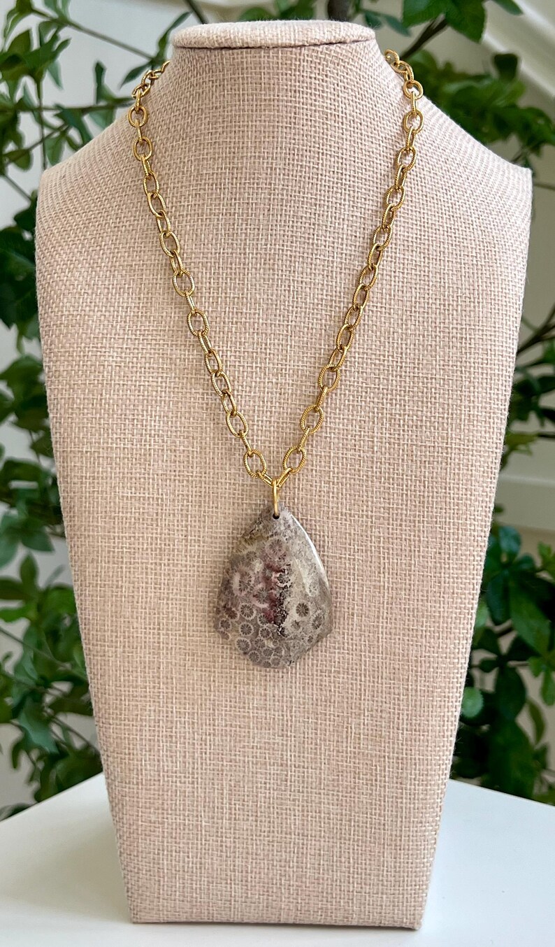 Fossil Coral Necklace: Adjustable Length Necklace, Statement Jewelry - Etsy