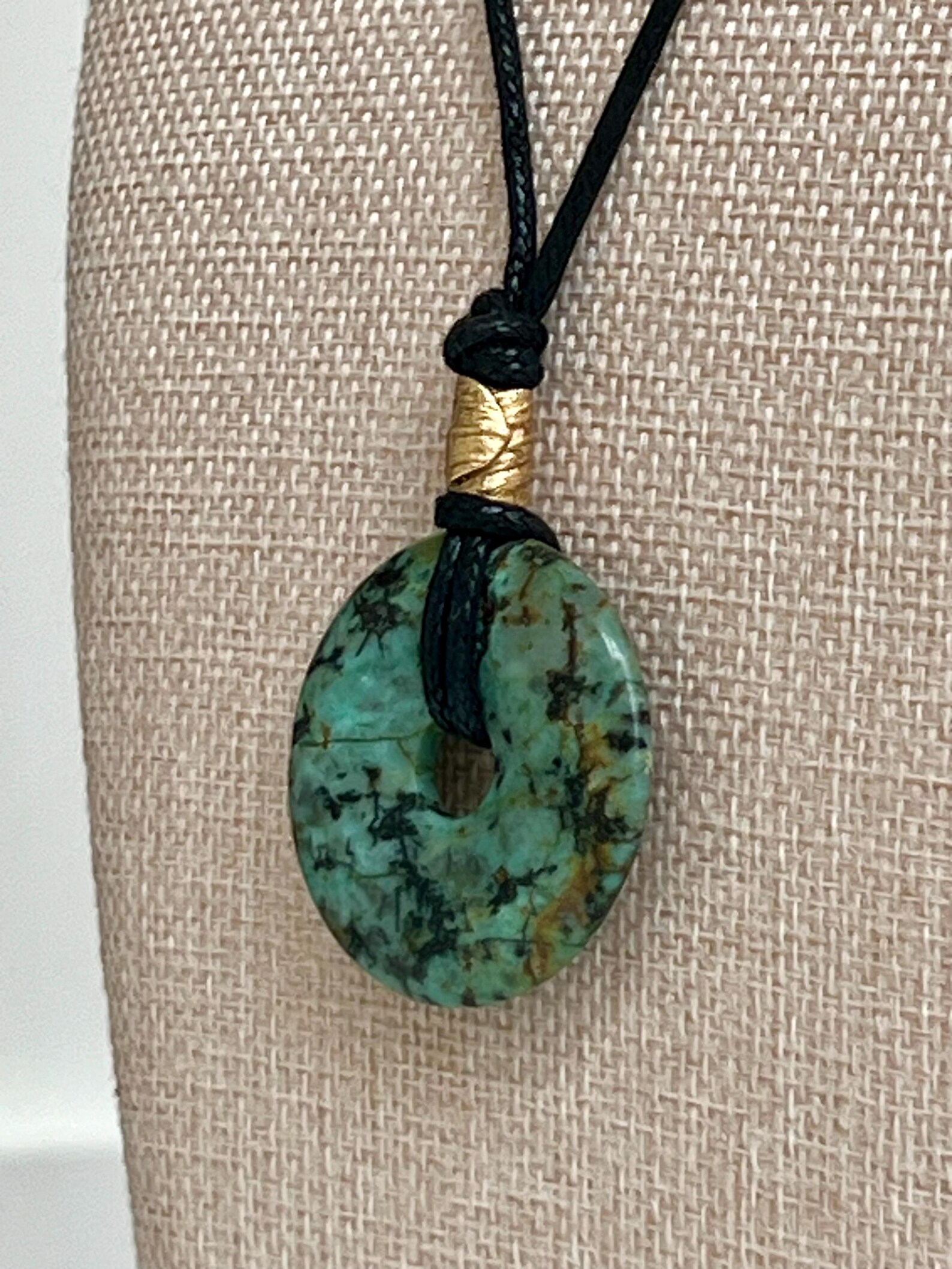 African Turquoise Donut Pendant Necklace: Natural Gemstone Statement - Etsy