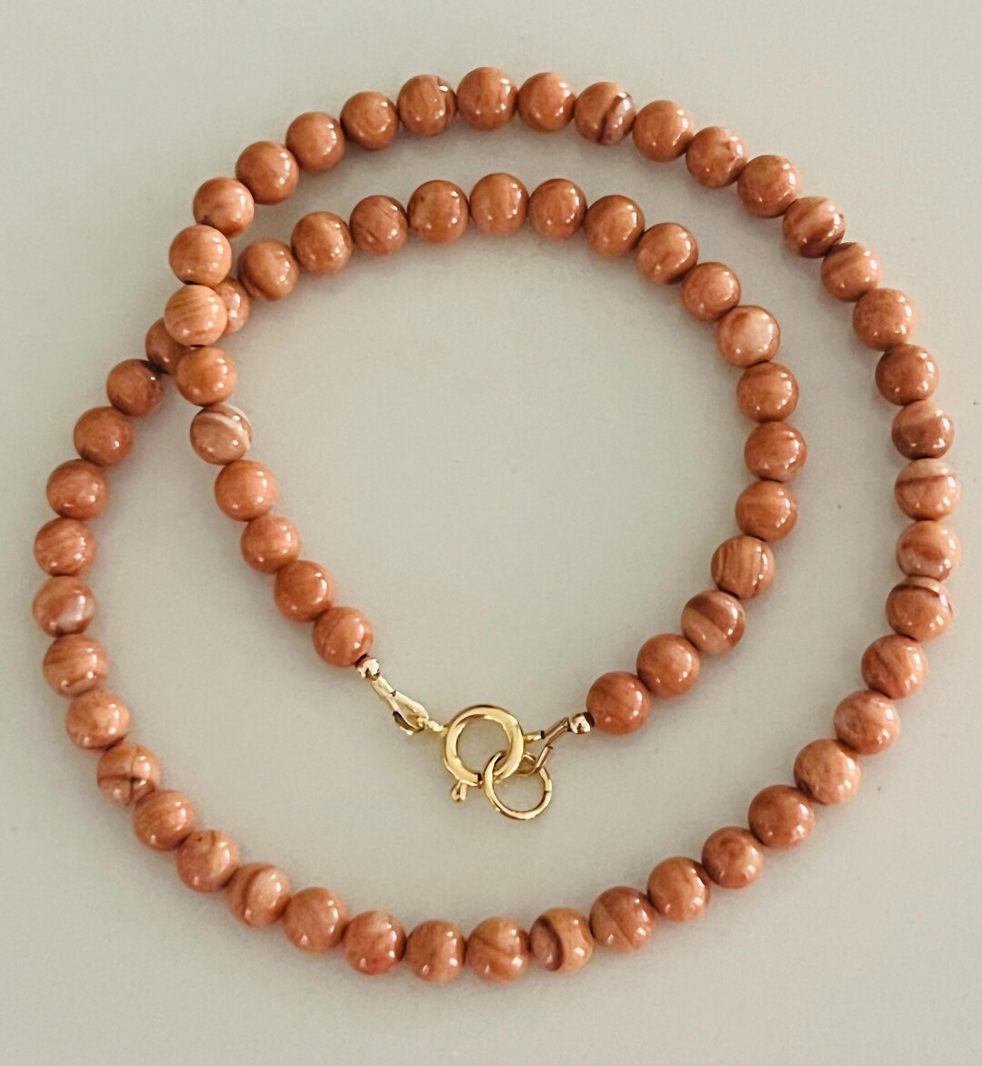 Red Malachite Beaded Necklace: 18k Gold Filled Clasp, 6mm Red Malachite ...