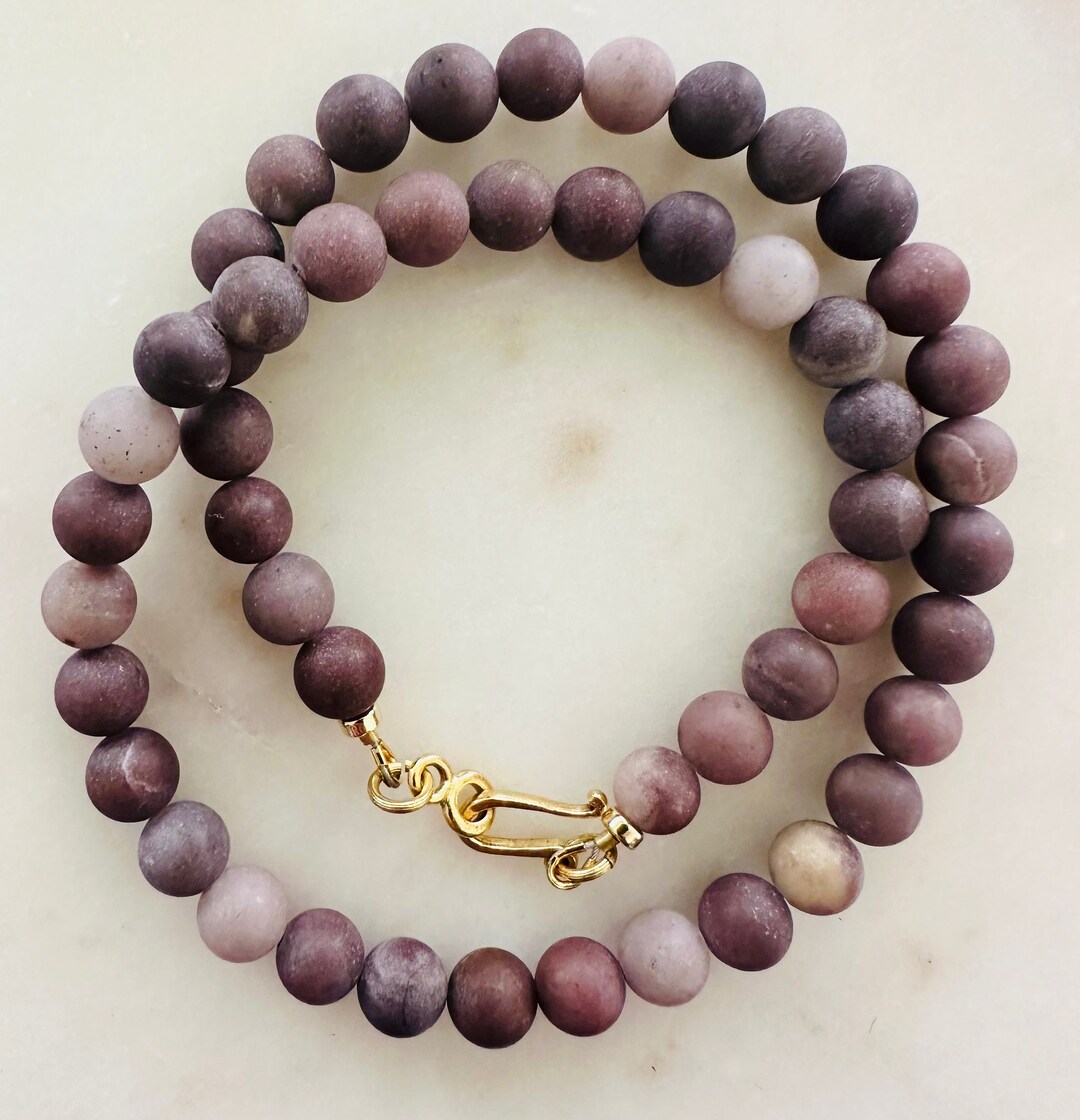 Purple Aventurine Beaded Necklace Matte Purple Aventurine 8mm Smooth ...