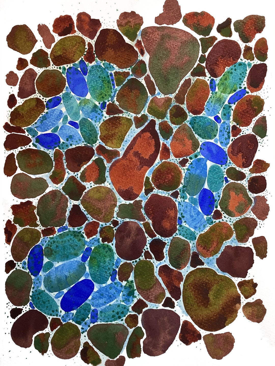 Puddles and Pebbles. Original Watercolor. 9x12 Inches. - Etsy