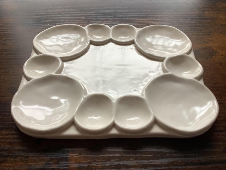 10 Well Ceramic Mixing Palette With Mixing Area. Large, Deep Wells for ...