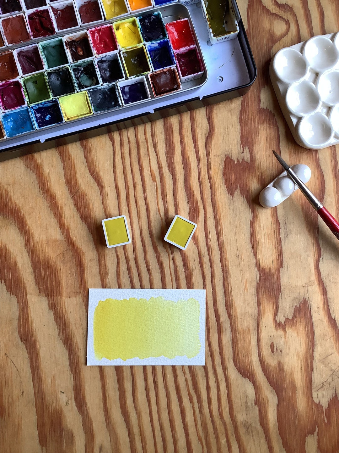 Citrine Handmade Watercolor Paint. Half Pans. Genuine Gemstone Paint ...