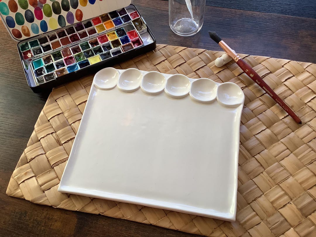 6 Well Ceramic Mixing Palette With XL Flat Area for Mixing. Large, Deep ...