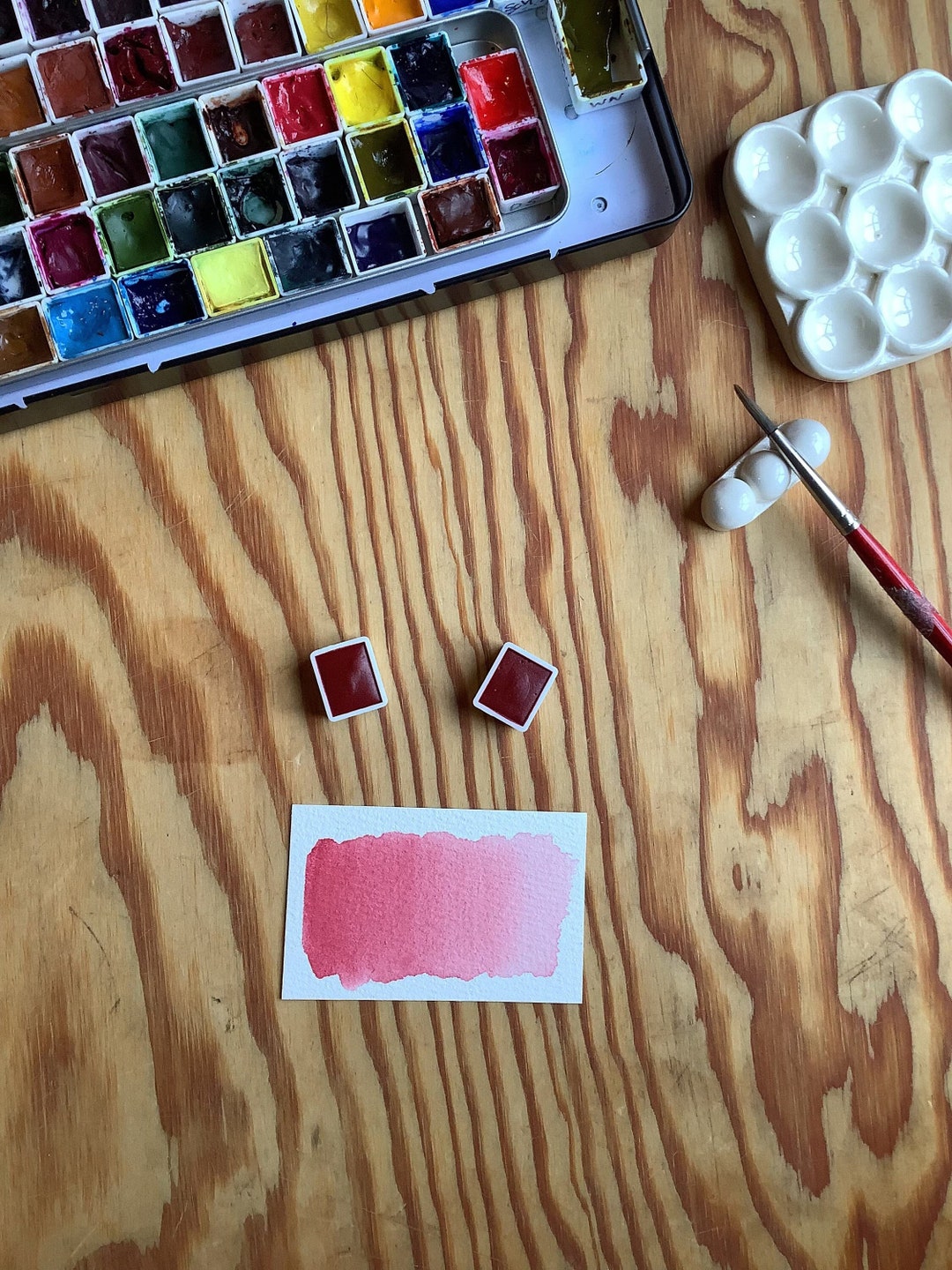 Garnet Handmade Watercolor Paint. Half Pans. Genuine Gemstone Paint for ...