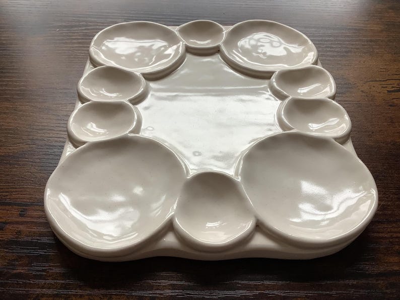 10 Well Ceramic Mixing Palette With Mixing Area. Large, Deep Wells for ...
