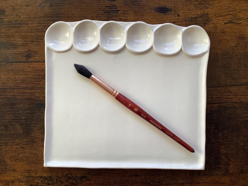 6 Well Ceramic Mixing Palette With XL Flat Area for Mixing. Large, Deep ...