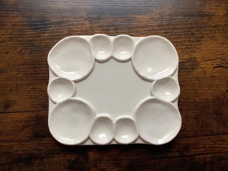 10 Well Ceramic Mixing Palette With Mixing Area. Large, Deep Wells for ...