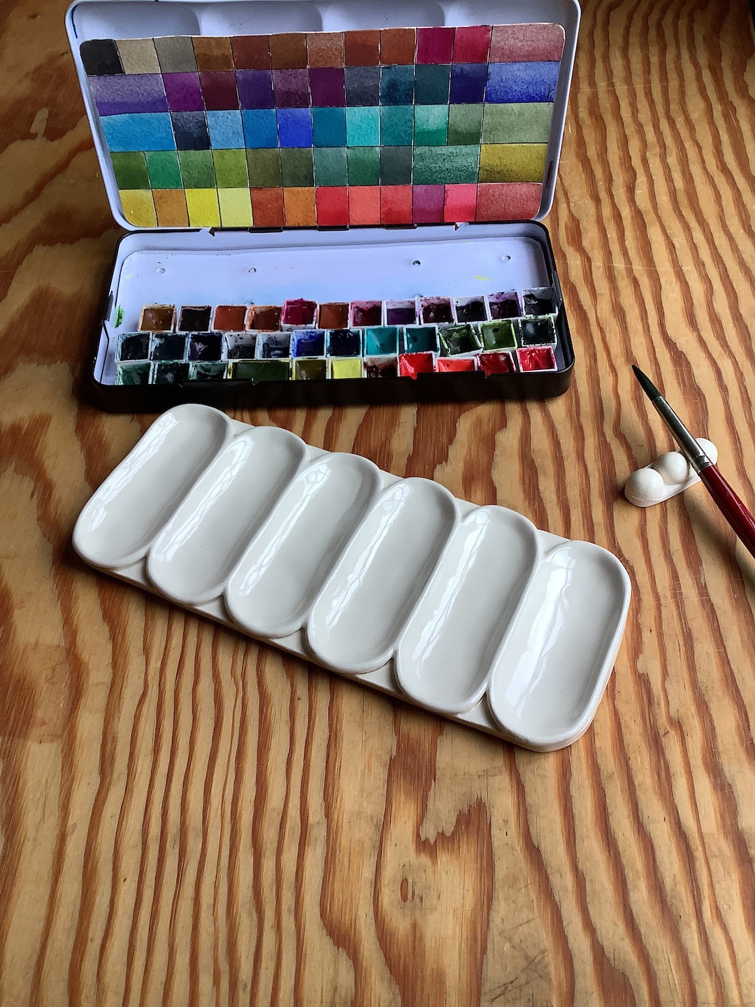 6 Well Ceramic Mixing Palette. Large, Deep, Oval Wells for Mixing ...