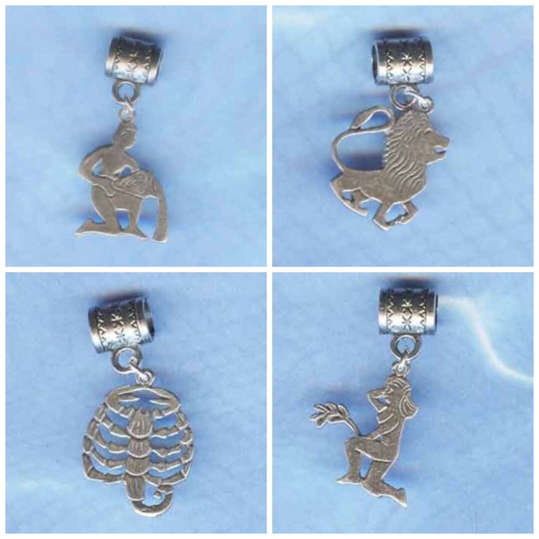 Sterling Silver Zodiac Bead Selection Leo Virgo Scorpio Aquarius Lrg ...
