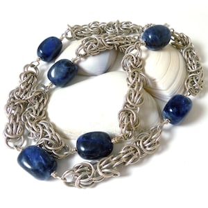 Trizantine Blues Sterling Silver Chainmaille Necklace - Etsy