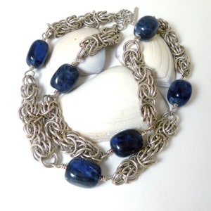 Trizantine Blues Sterling Silver Chainmaille Necklace - Etsy