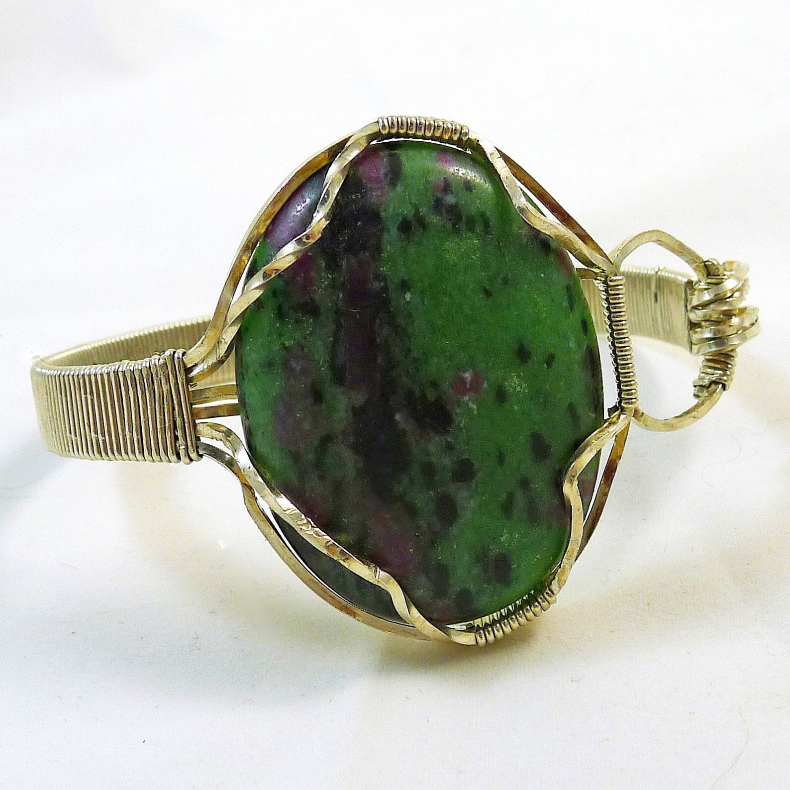Ruby in Zoisite Sterling Wired Bangle - Etsy