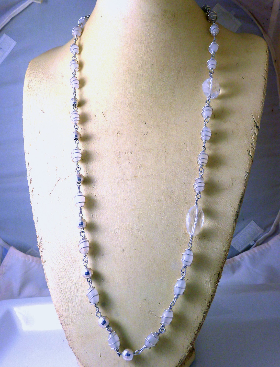 Snow Quartz, Crystal Quartz and Sterling Necklace - Etsy