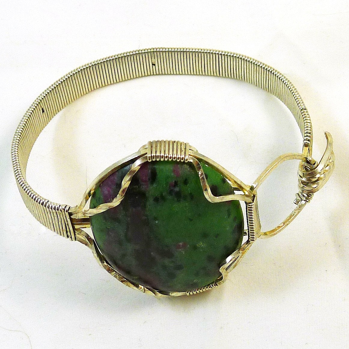 Ruby in Zoisite Sterling Wired Bangle - Etsy