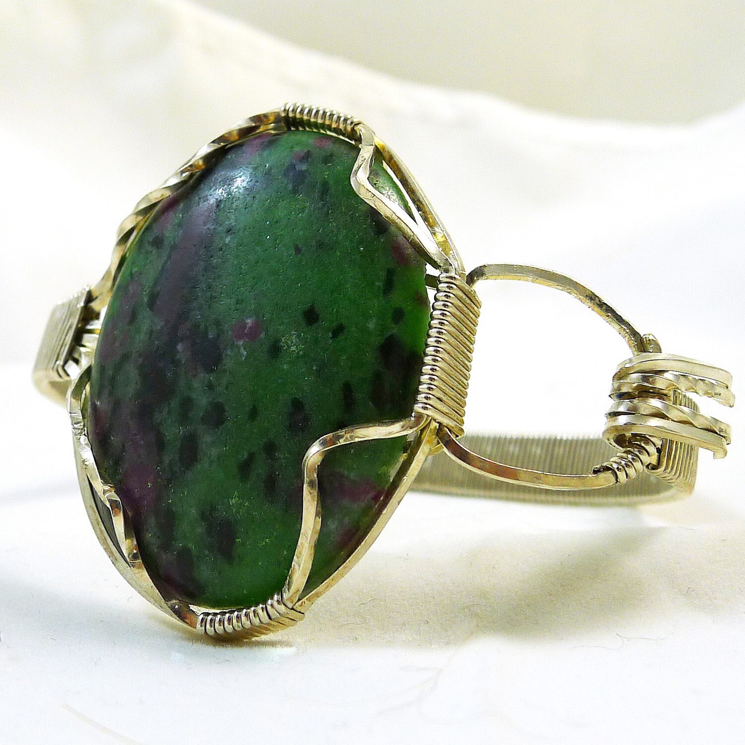 Ruby in Zoisite Sterling Wired Bangle - Etsy