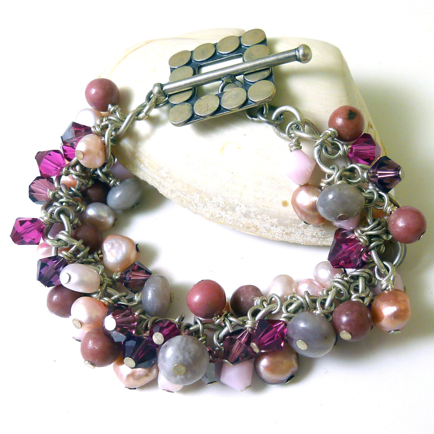 Pink Gemstone Charm Bracelet - Princess - Etsy