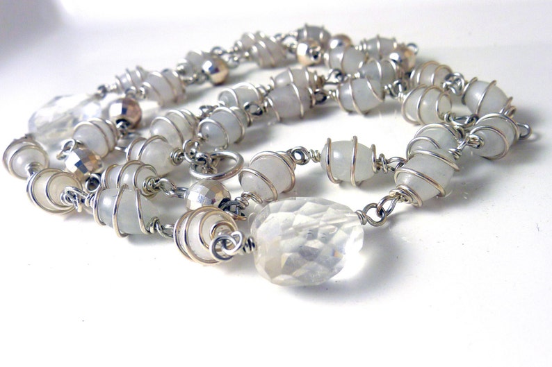 Snow Quartz, Crystal Quartz and Sterling Necklace - Etsy