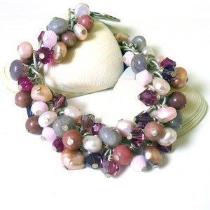 Pink Gemstone Charm Bracelet - Princess - Etsy