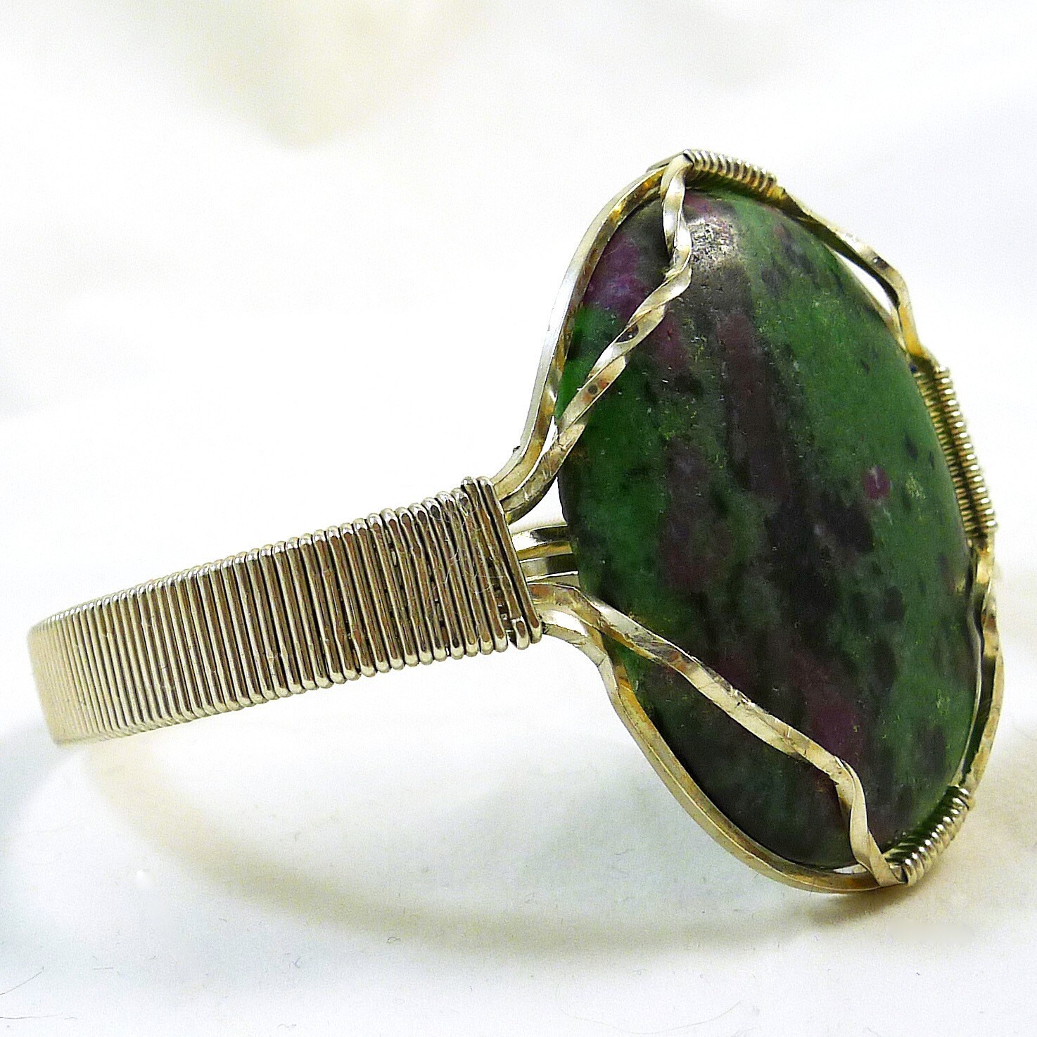 Ruby in Zoisite Sterling Wired Bangle - Etsy