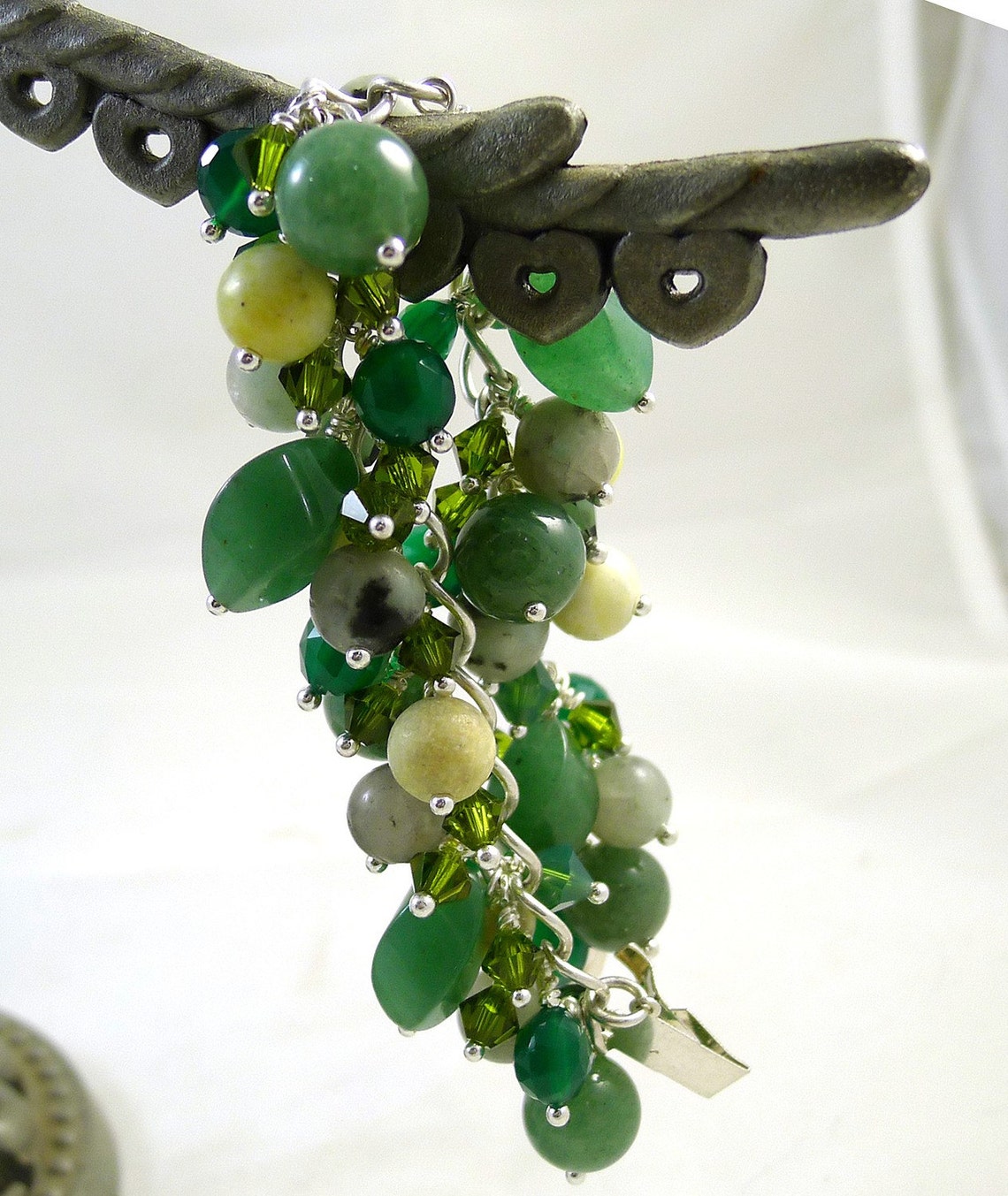 Green Gemstone Charm Bracelet - Etsy