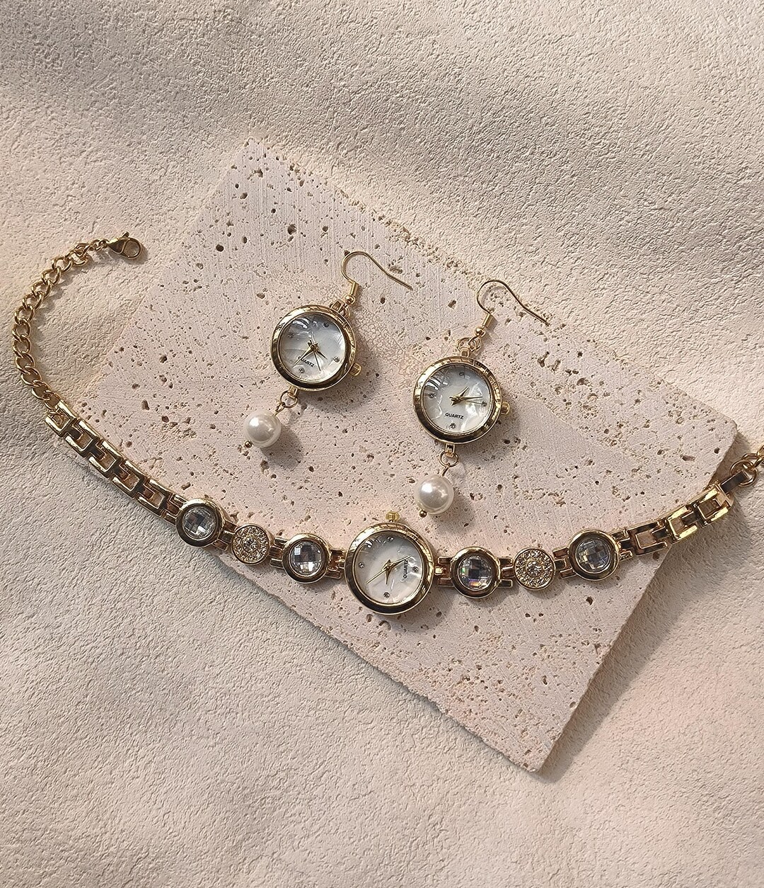 Punk Watch Necklace Set,chunky Watch Earrings,vintage Golden Clock ...