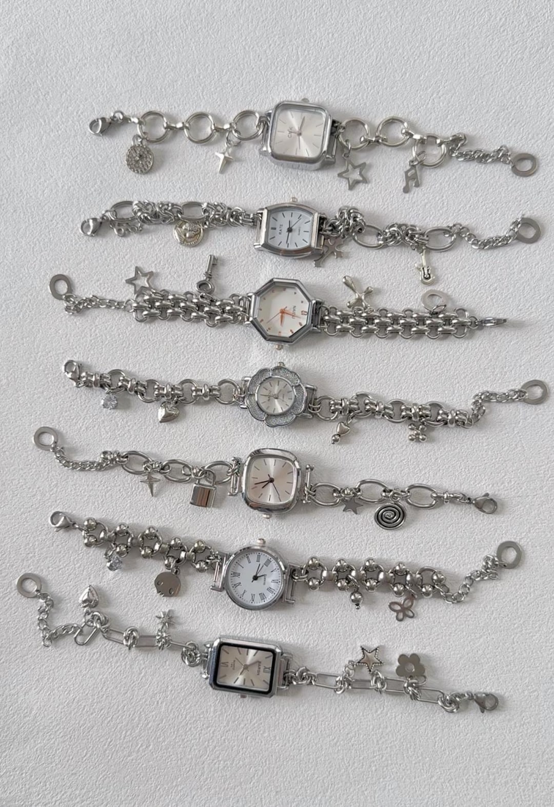 Punk Charm Watch Bracelet | Charm Bracelet With Watch | Silver ...