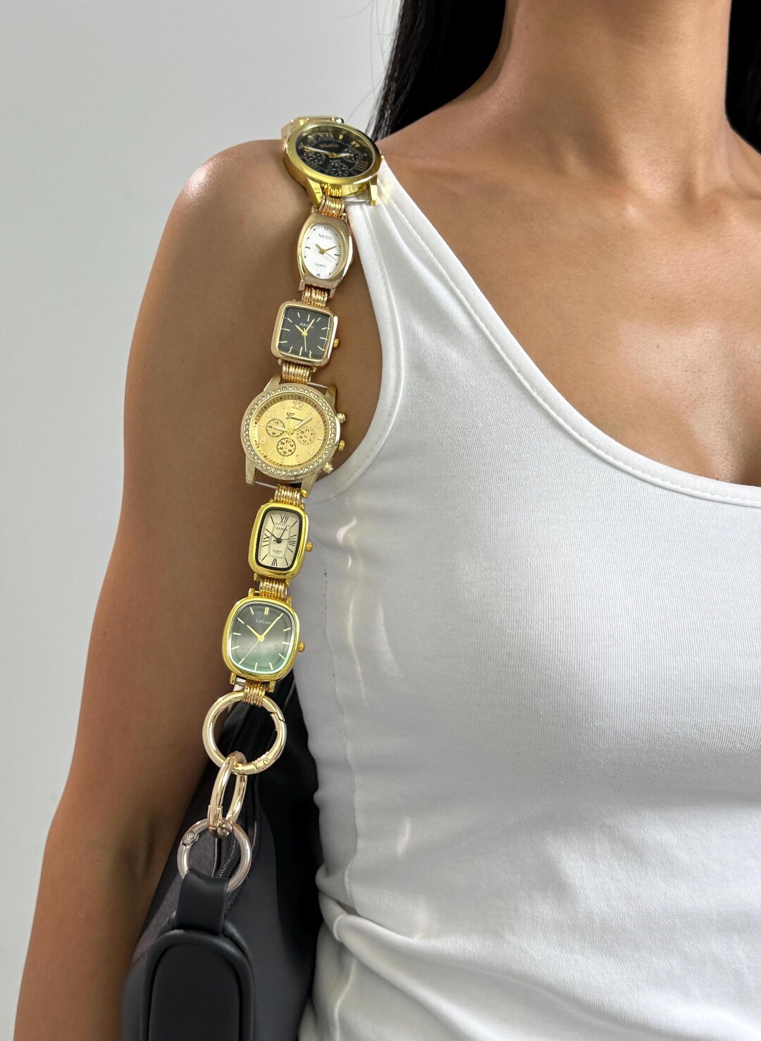 Gold Vintage Watch Purse Strap,unique Watch Bag Chain,punk Shoulder Bag ...