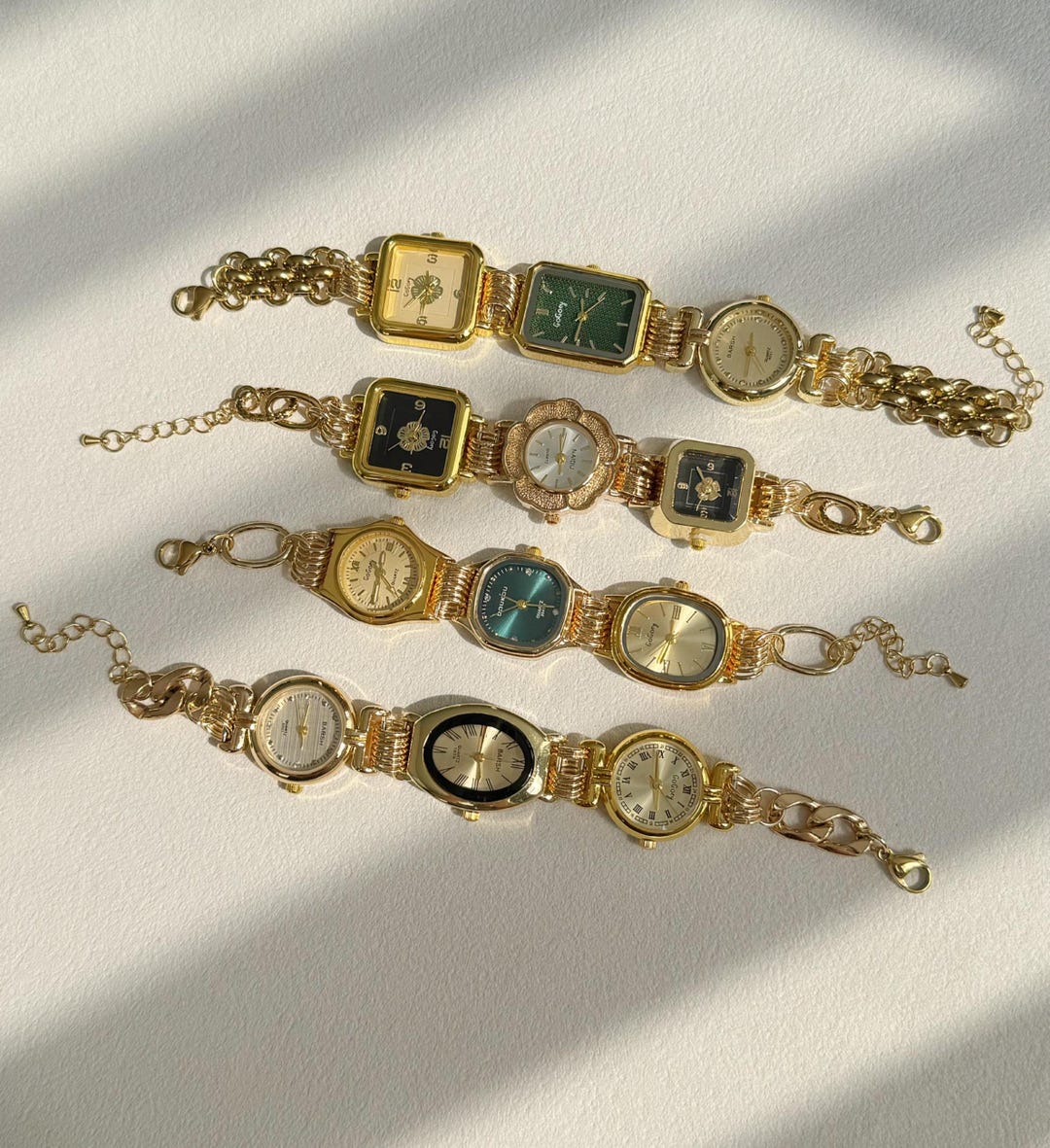 Gold Vintage Watch Bracelet – Timepiece Jewelry – Unique Handmade Retro ...