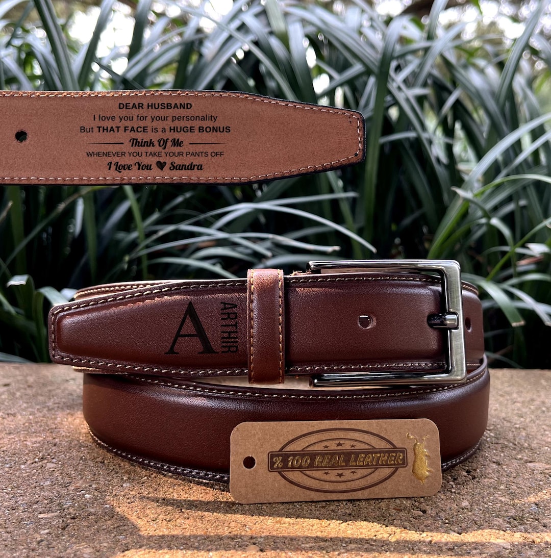 Laser Engraved Leather Belt, Custom Belt, Handmade Leather Belt, Gift ...
