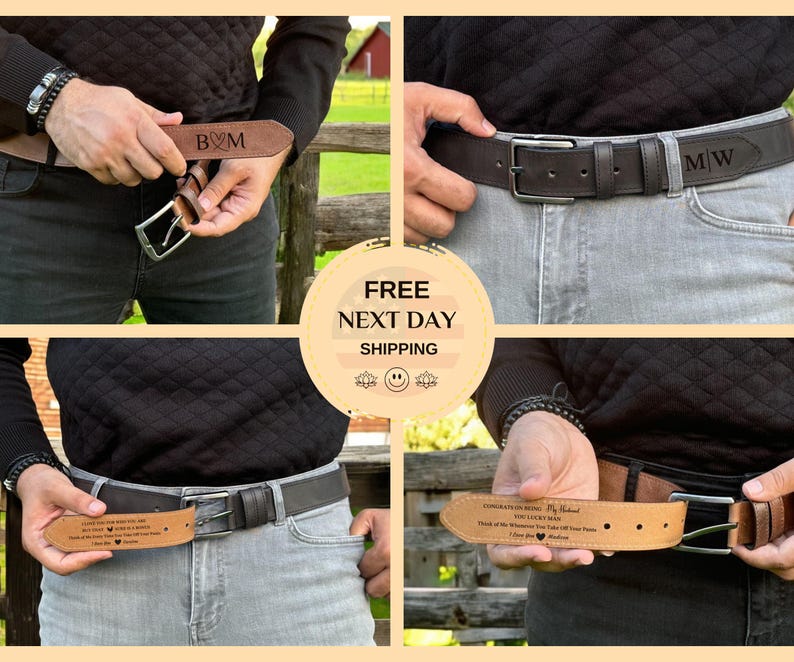Rustic Brown Leather Belt, Custom Engraved Belt, Personalized Leather ...