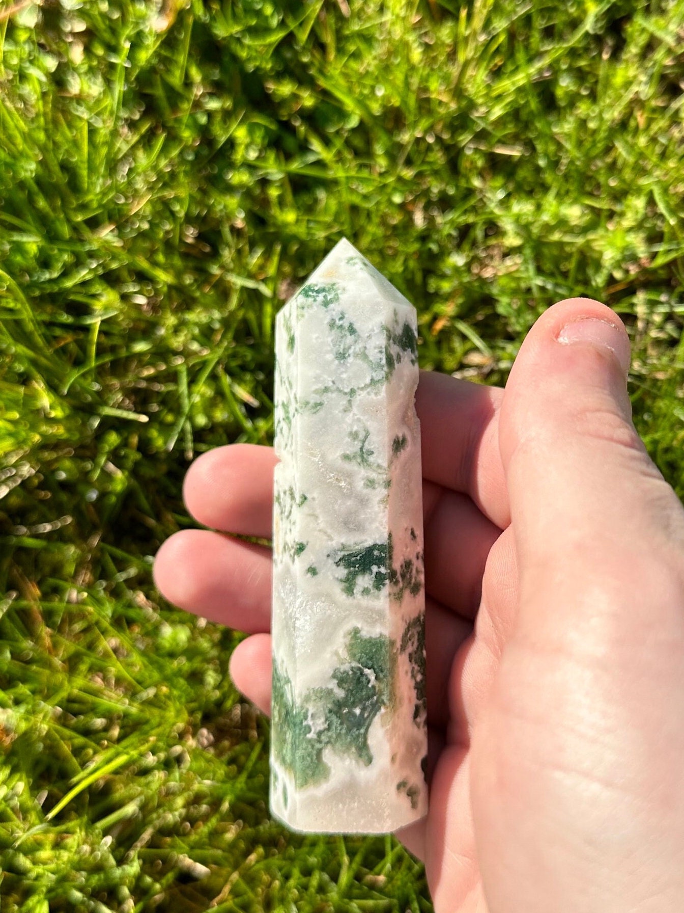 Moss Agate Point/moss Agate/agate/moss Agate Tower/crystal Decor/crystal Tower - Etsy