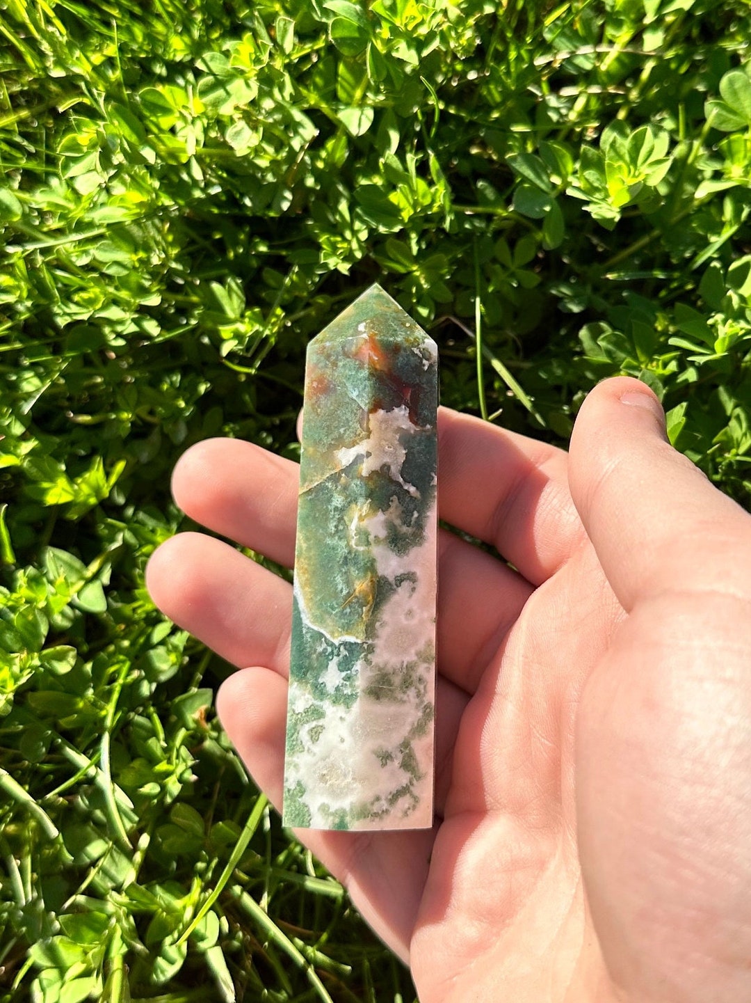 Moss Agate Point/moss Agate/agate/moss Agate Tower/crystal Decor ...