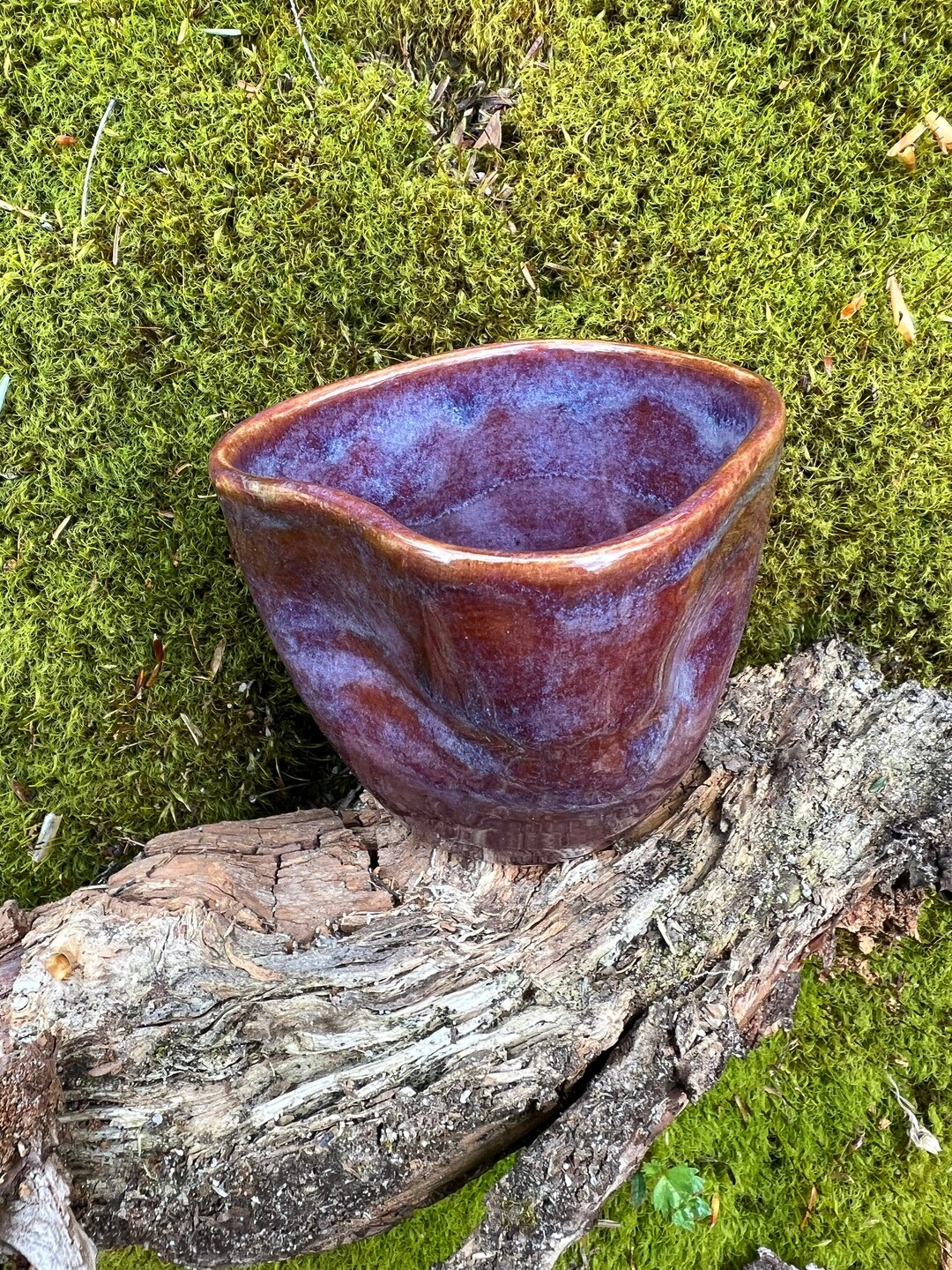 Handmade 6oz Ceramic Mug, No Handle, Comfort Fit, Merlot, Mauve, Deep ...