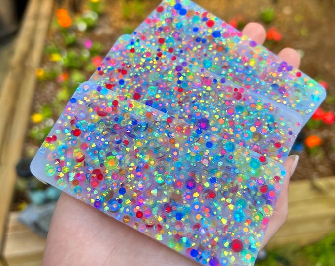 Rainbow Picking Pad Fidget Pick Palette Toy Neon Crystal Pebble Glitter ...