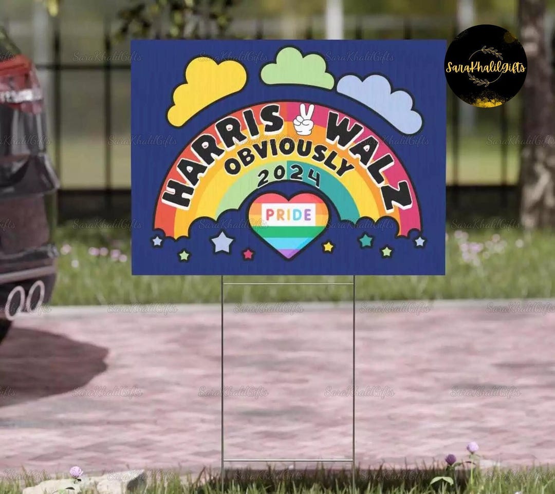Harris Walz 2024 Yard Sign, Rainbow LGBT Pride Outdoor Lawn Decor ...