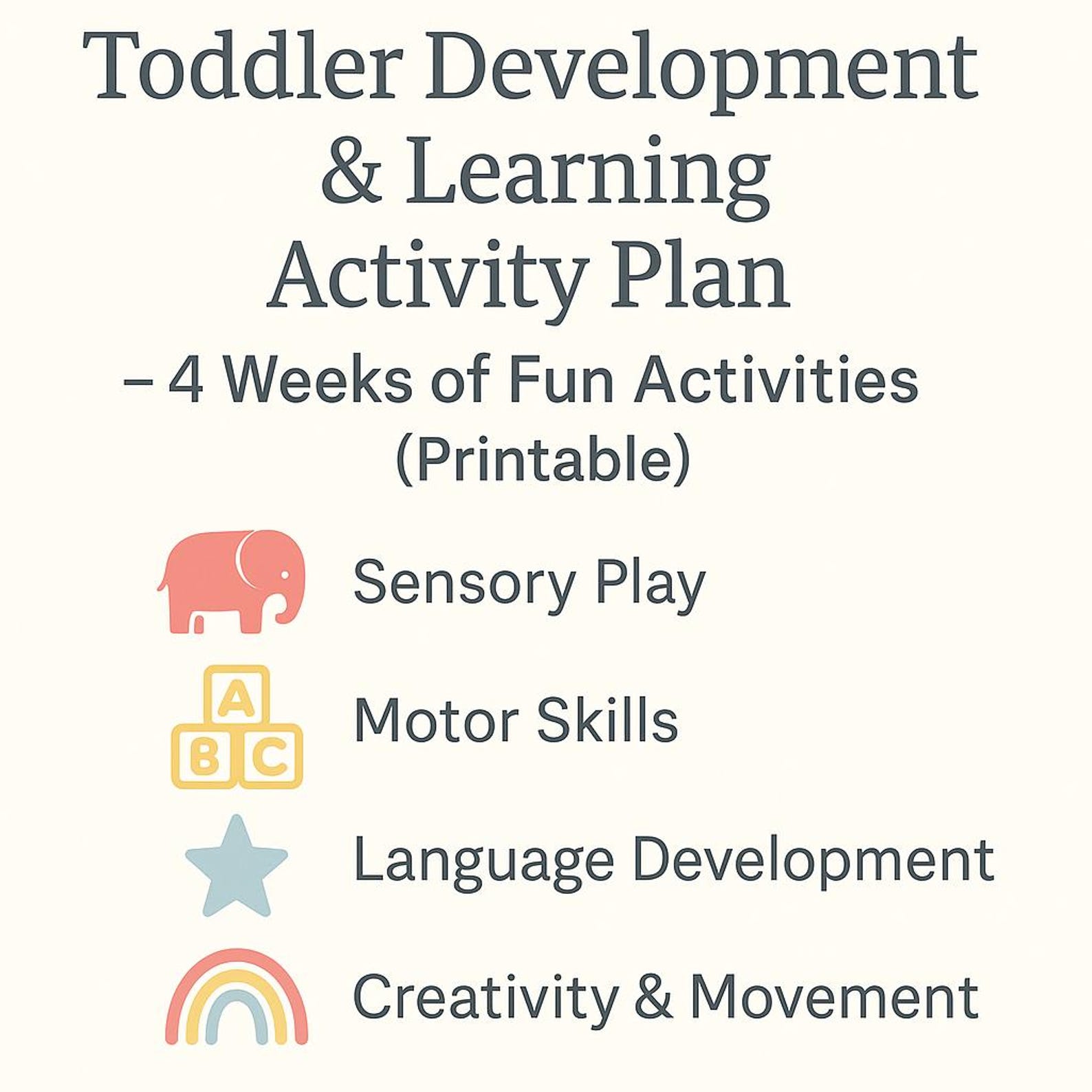 4-week Toddler Activity Plan for Learning & Fun – Printable PDF for ...