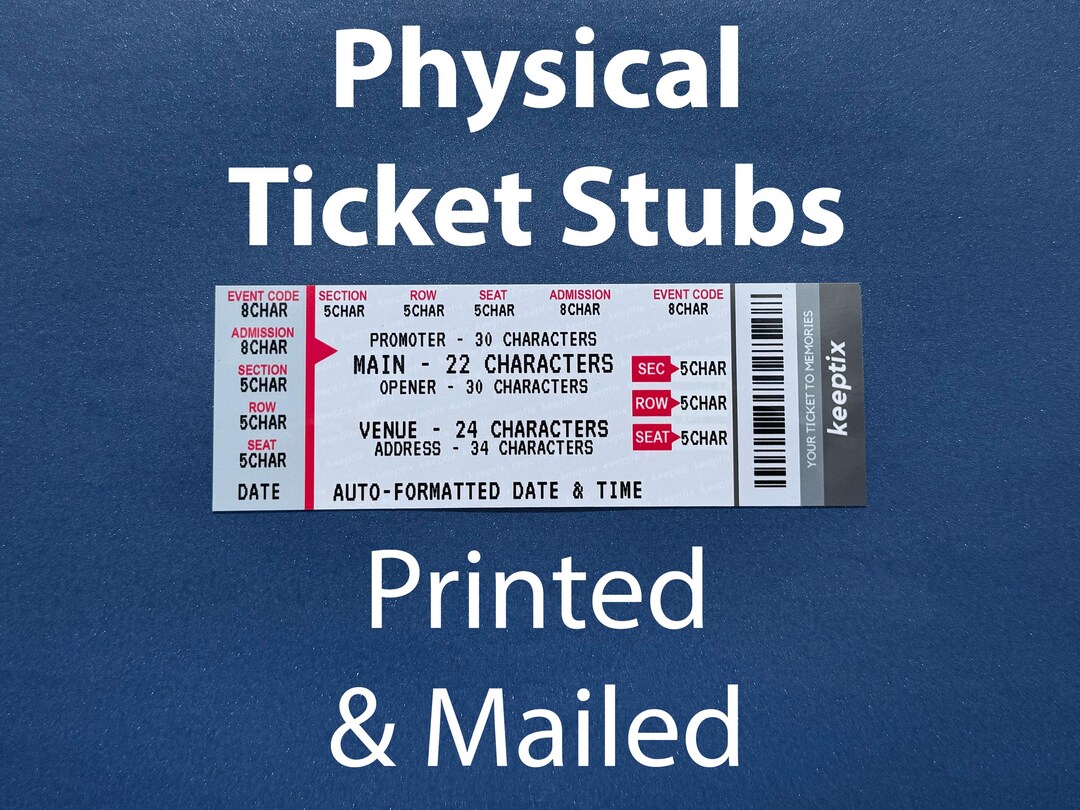 Physical Concert Ticket Stubs Printed and Mailed - Etsy