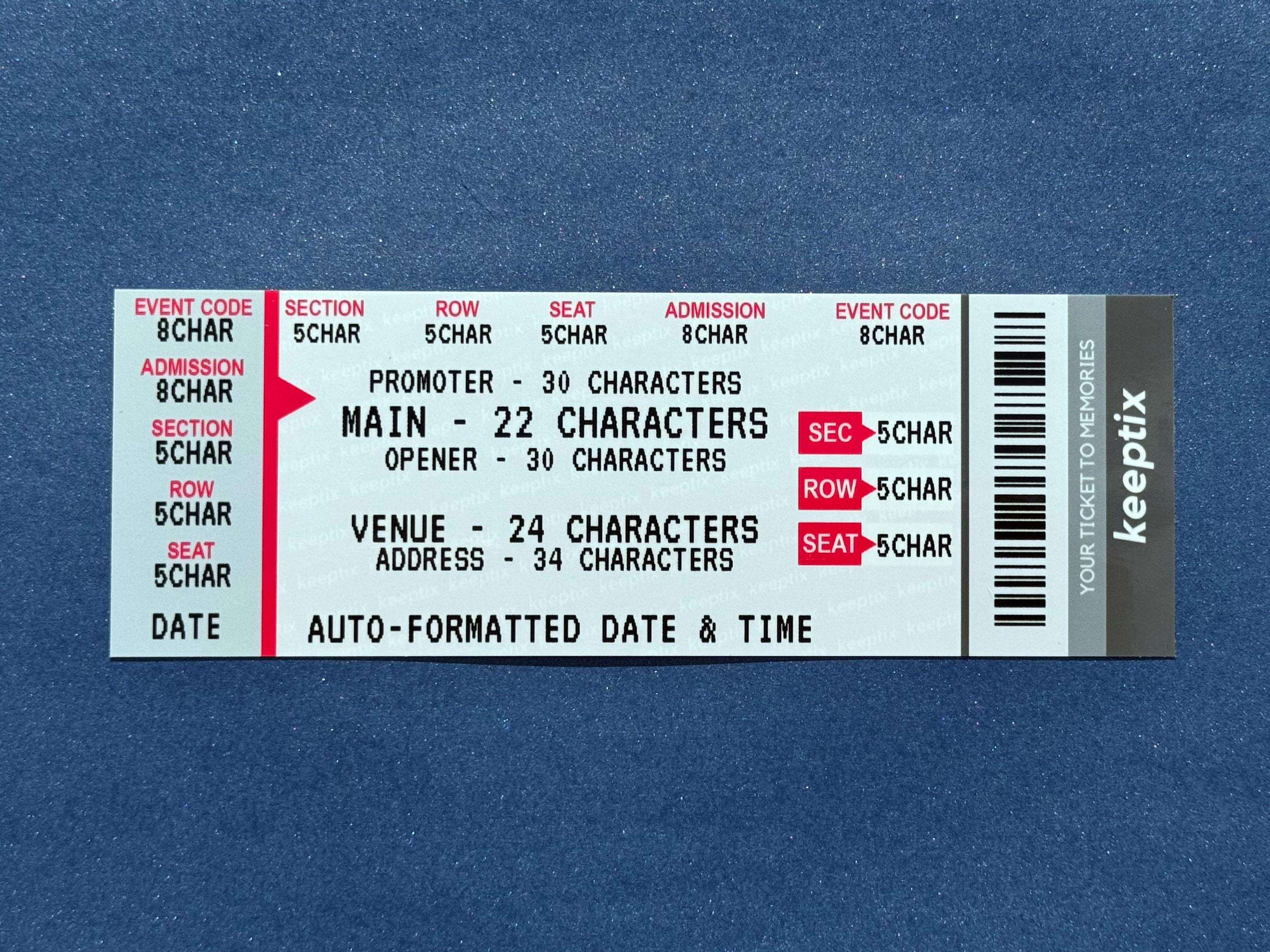 Physical Concert Ticket Stubs Printed and Mailed - Etsy