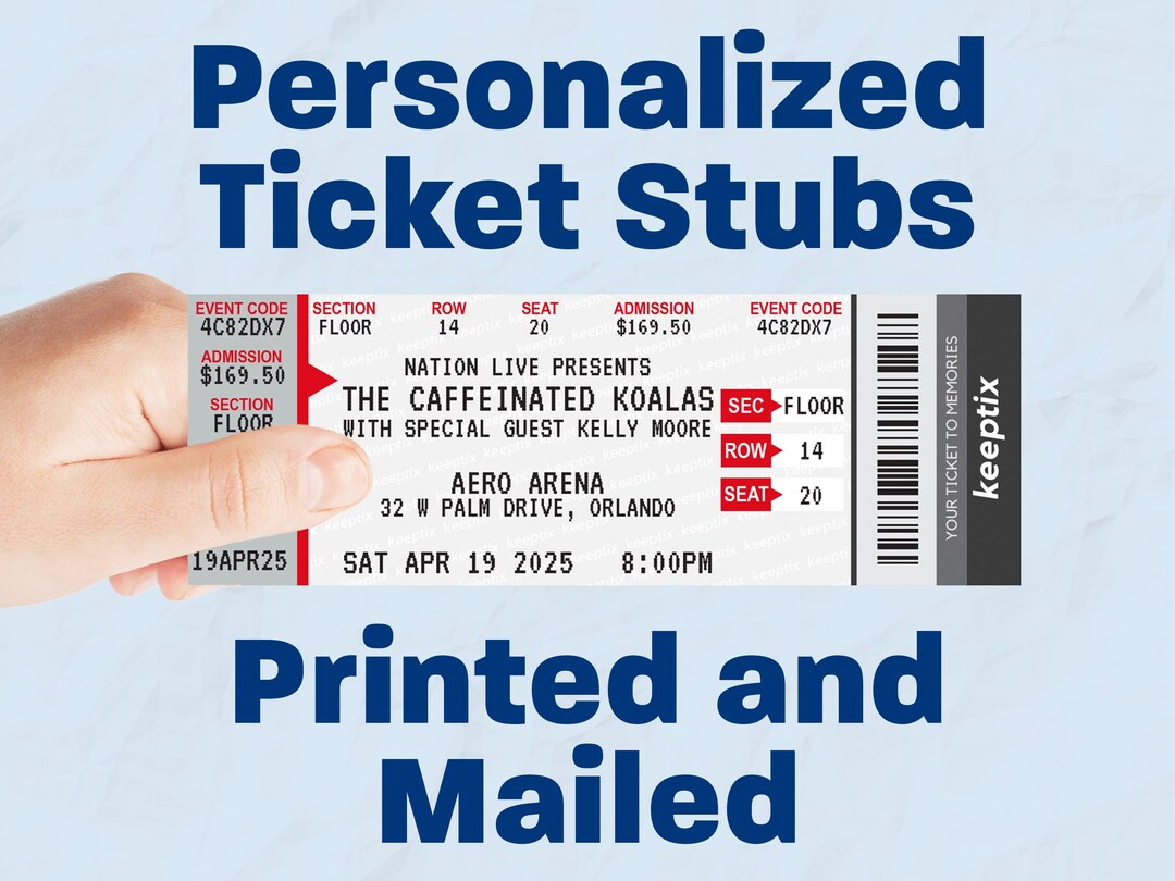 Personalized, Printed & Laminated Concert Ticket Stubs - Etsy