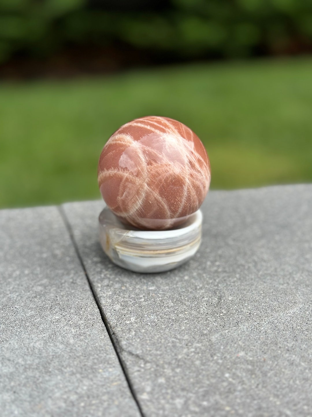 Peach Moonstone & Sunstone Sphere • 60mm • Polished Crystal • Reiki ...