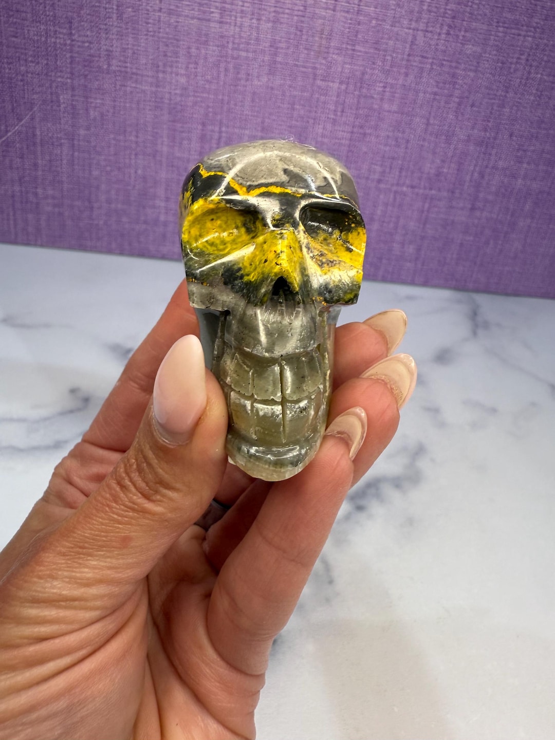 Yellow & Black Jasper Crystal Skull: Earthy Protection Stone - Etsy UK